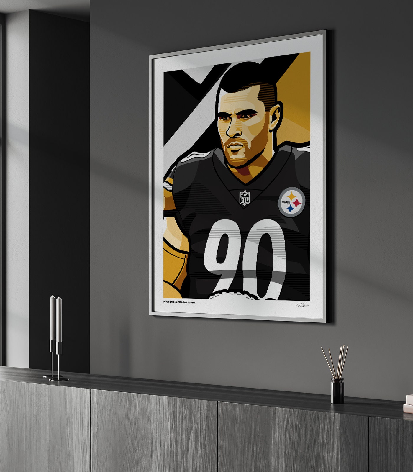TJ Watt Poster Pittsburgh Steelers Football Illustrated Art Print - Etsy