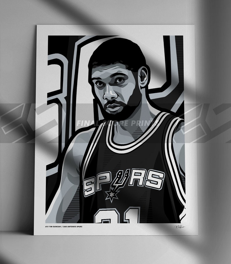Tim Duncan Poster San Antonio Spurs Basketball Illustrated Art Print - Etsy