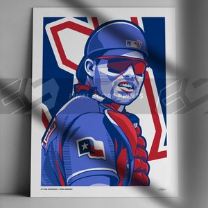 Ivan Pudge Rodriguez Poster Texas Rangers Baseball Illustrated Art ...
