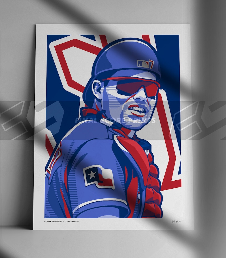 Ivan Pudge Rodriguez Poster Texas Rangers Baseball Illustrated - Etsy