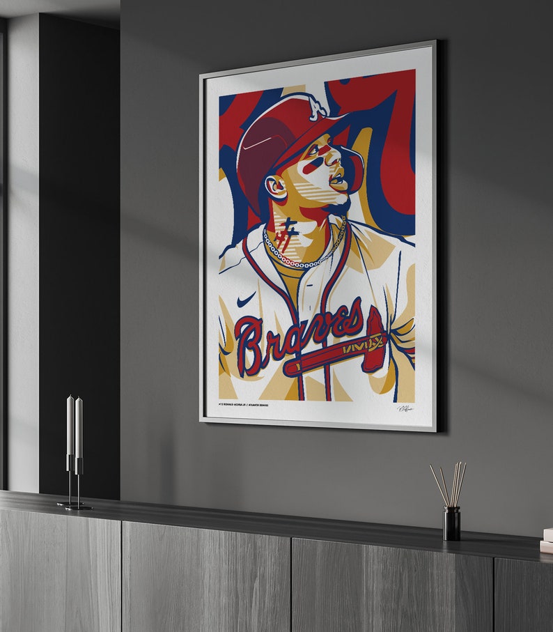 Ronald Acuna Jr Poster Atlanta Braves Baseball Illustrated Art Print - Etsy