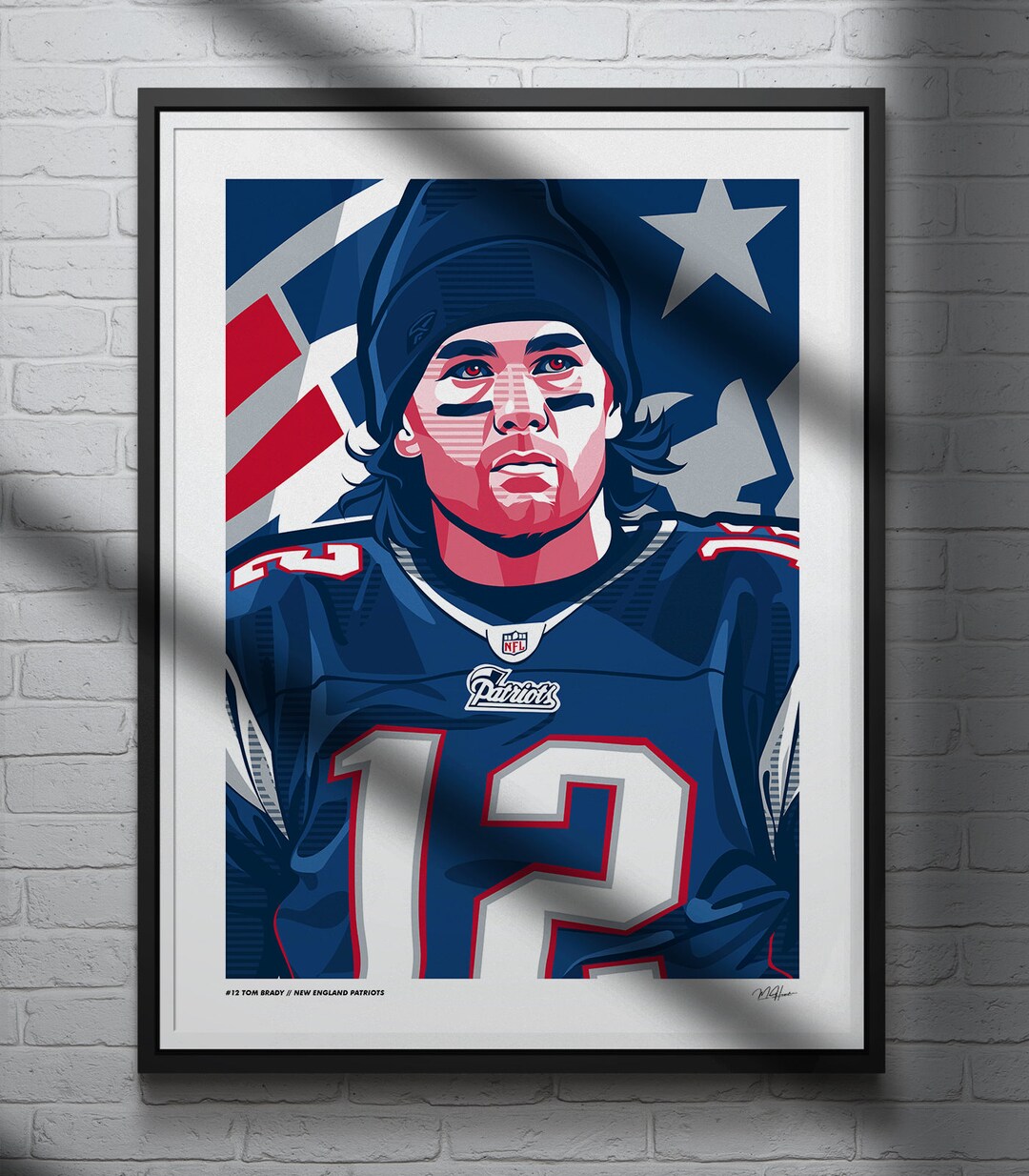 Tom Brady Poster New England Patriots Football Illustrated Art - Etsy