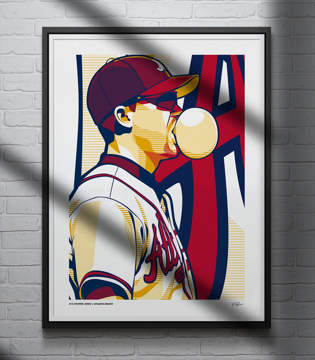 Chipper Jones Poster Atlanta Braves Baseball Illustrated Art Print - Etsy