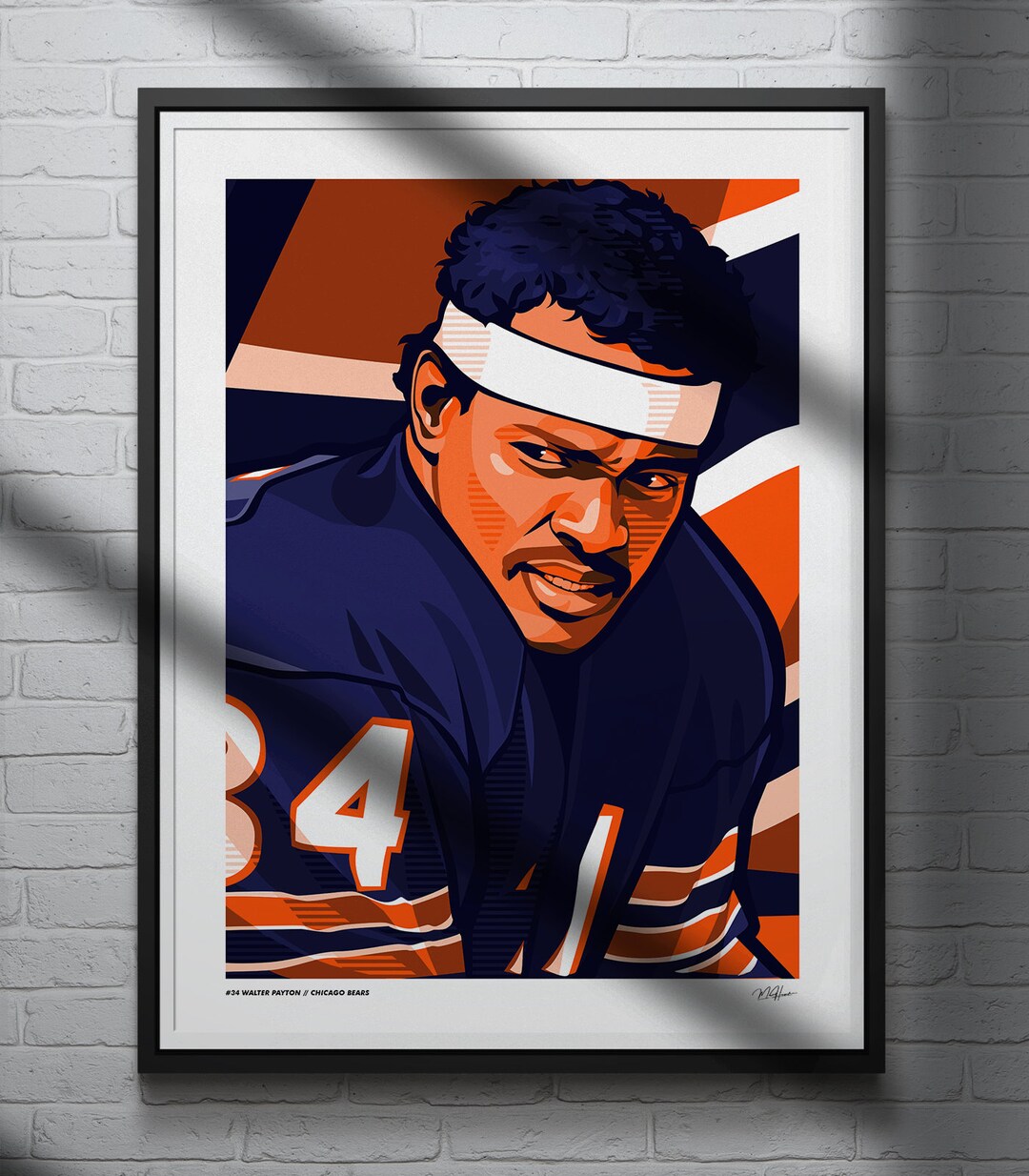 Walter Payton Poster Chicago Bears Football Illustrated Art Print - Etsy