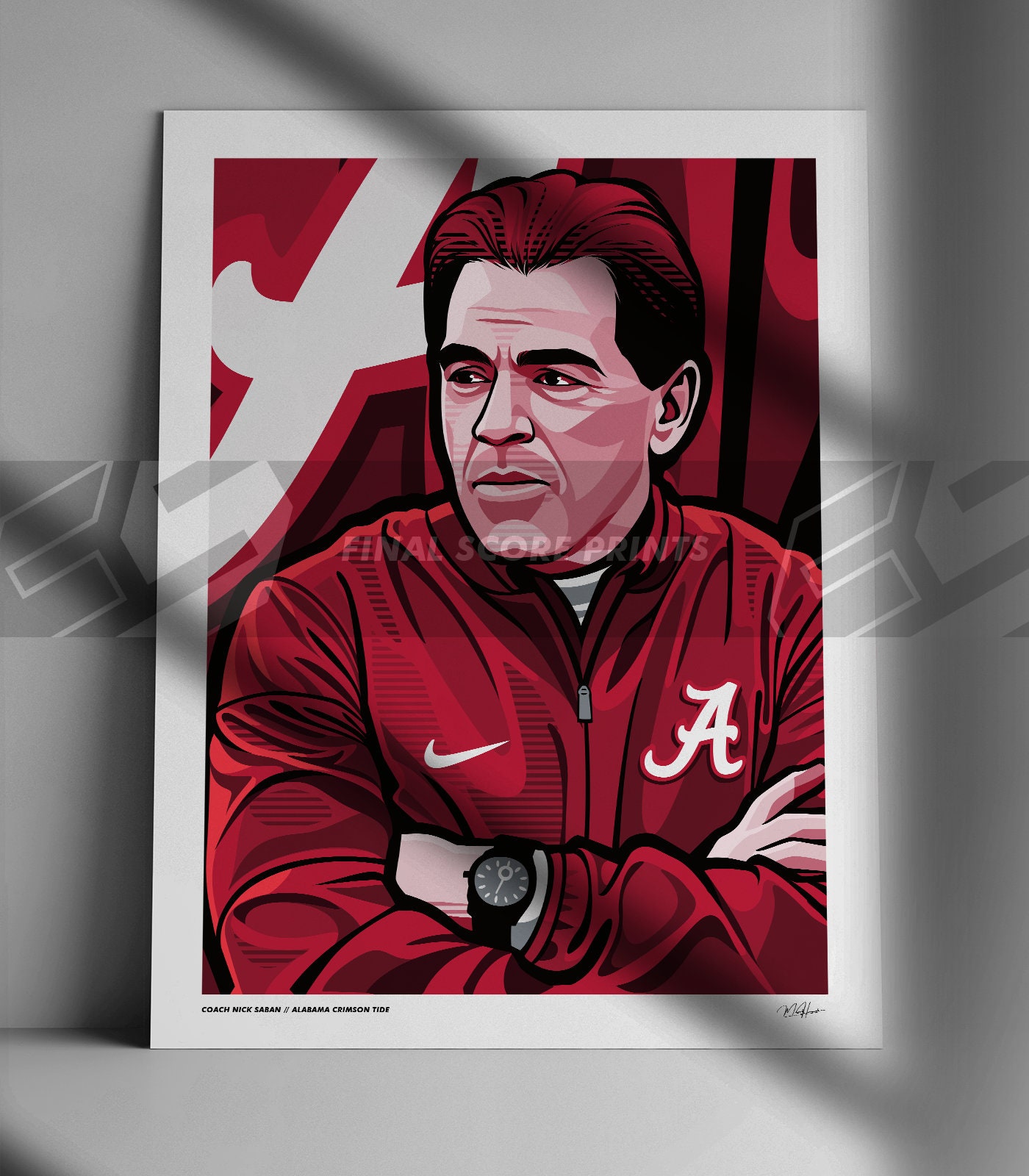Nick Saban Poster Football Illustrated Art Print, Coach Nick Saban Fans ...
