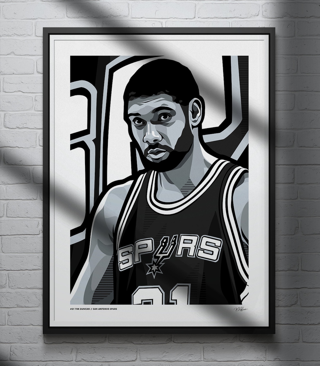 Tim Duncan Poster San Antonio Spurs Basketball Illustrated Art Print - Etsy
