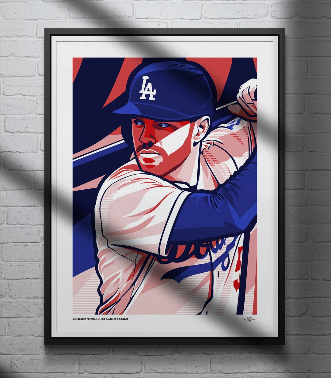 Freddie Freeman Poster Los Angeles Dodgers Baseball Illustrated Art ...