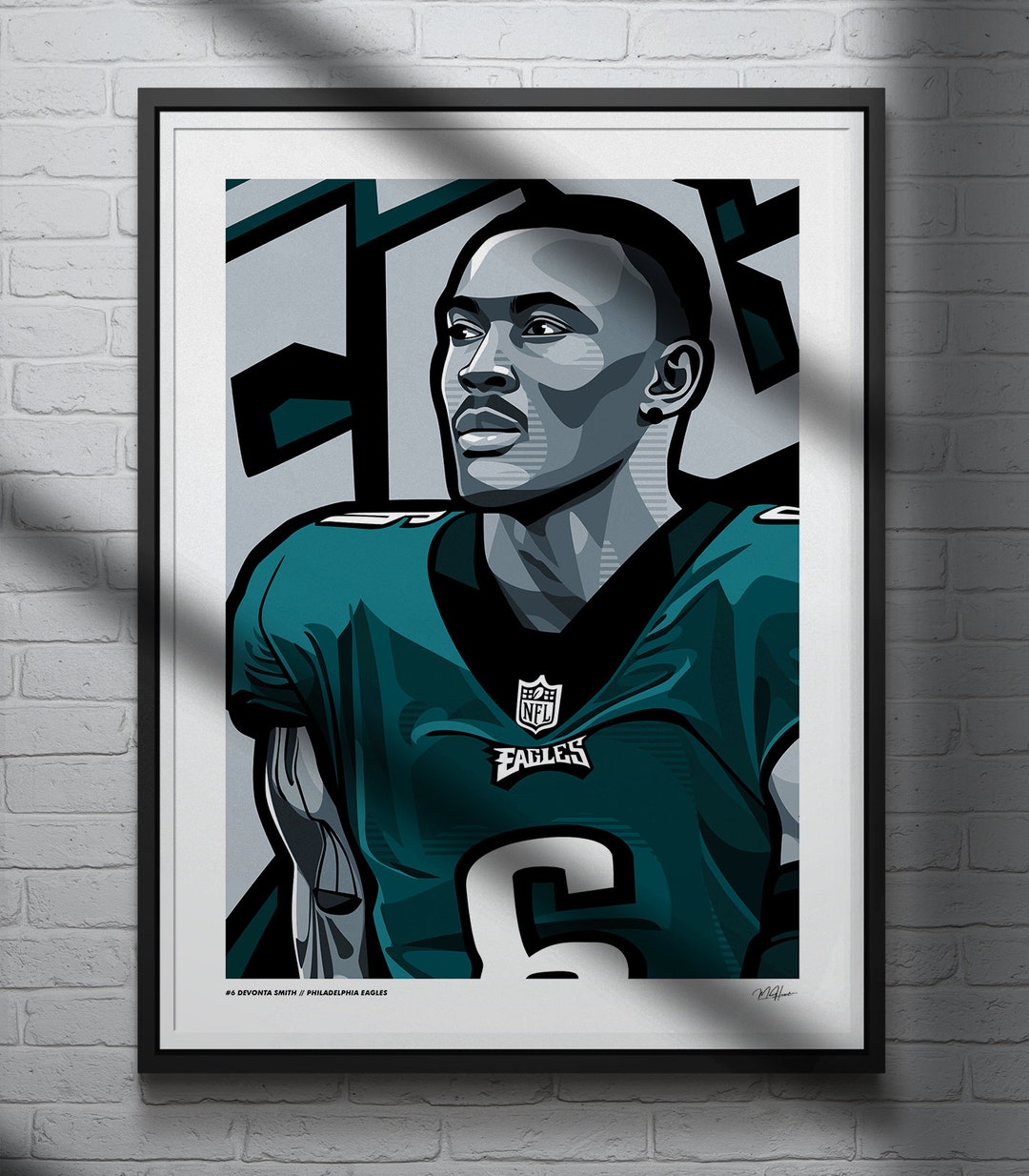 Devonta Smith Poster Philadelphia Eagles Football Illustrated Art Print ...
