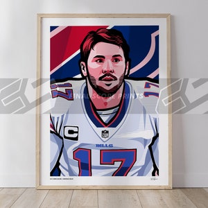 Josh Allen Poster Buffalo Bills Football Illustrated Art Print - Etsy