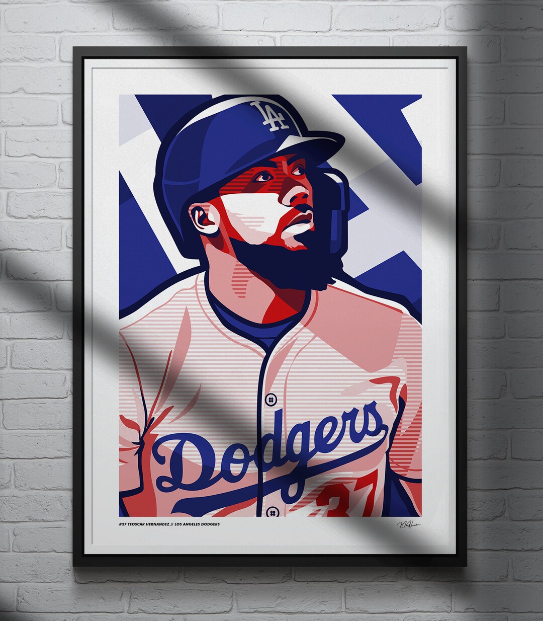 Teoscar Hernandez Poster Los Angeles Dodgers Baseball Illustrated Art ...