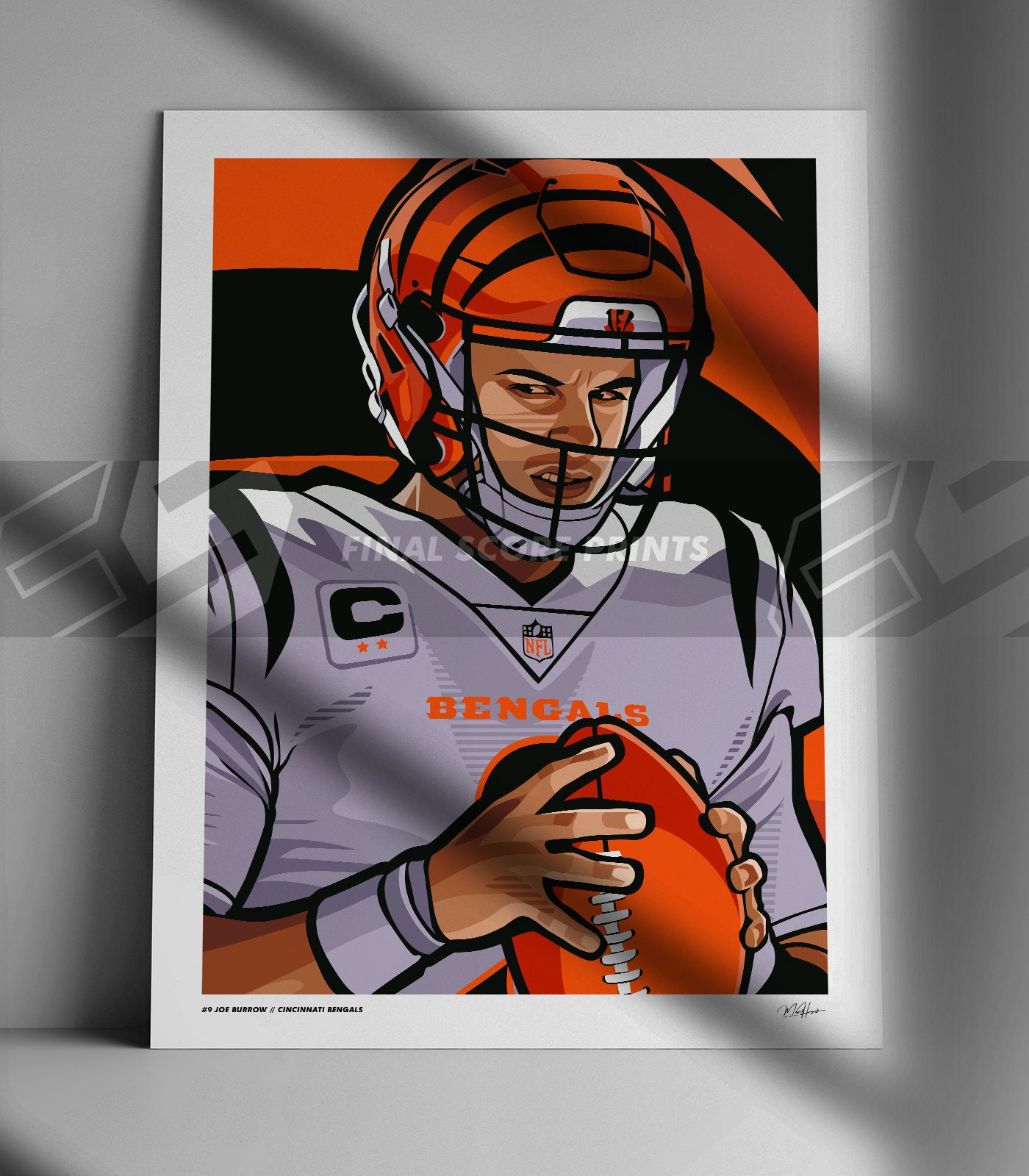 Joe Burrow Poster Cincinnati Bengals Football Illustrated Art Print - Etsy