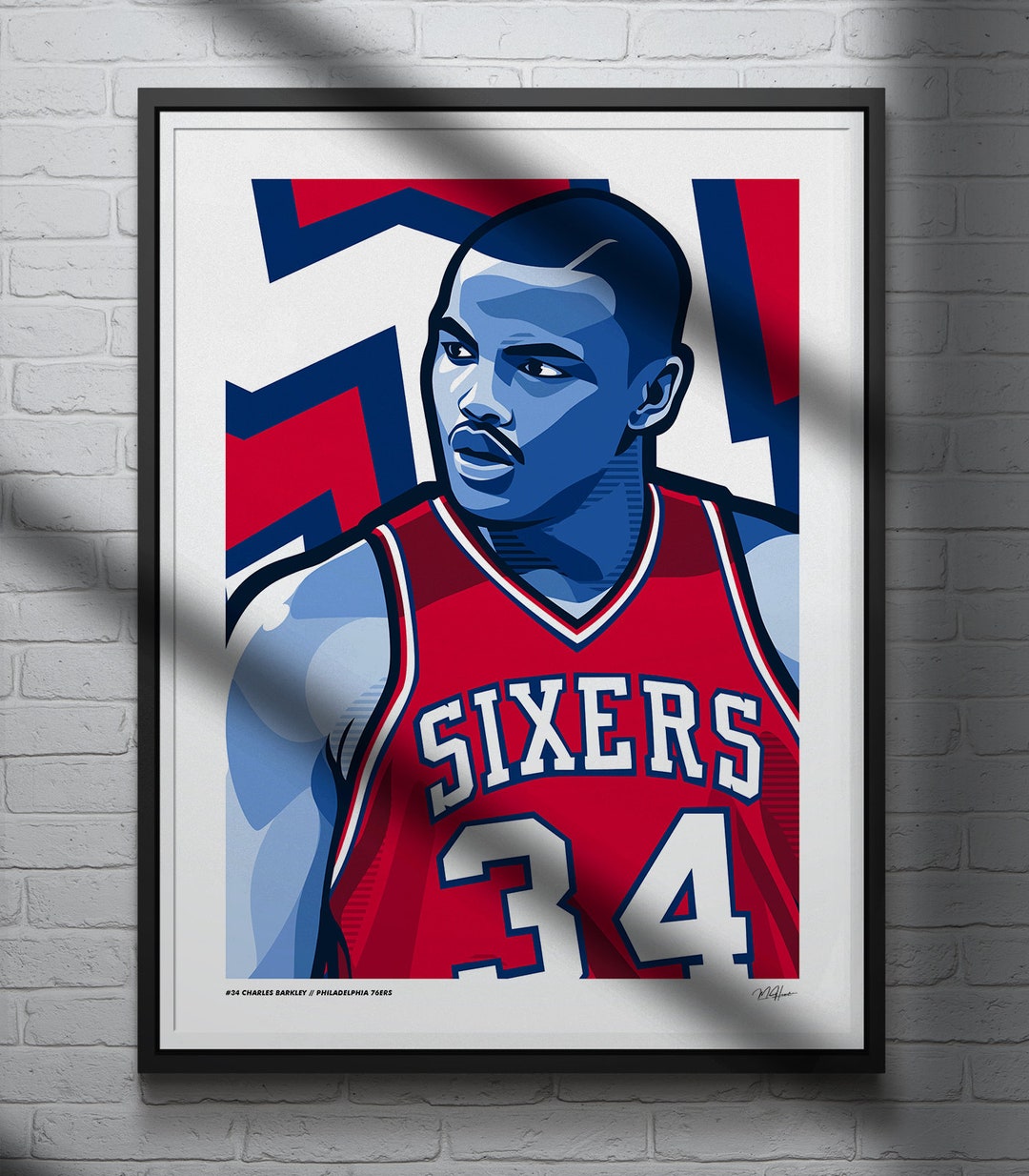 Charles Barkley Poster Philadelphia 76ers Basketball Illustrated Art ...