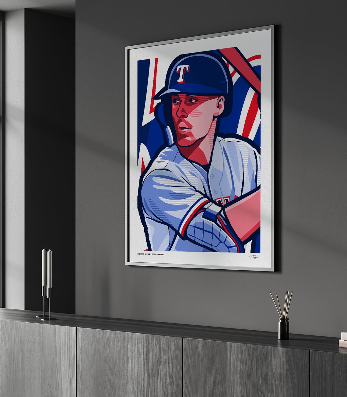 Evan Carter Poster Texas Rangers Baseball Illustrated Art - Etsy