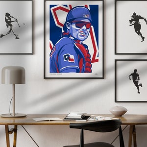 Ivan Pudge Rodriguez Poster Texas Rangers Baseball Illustrated - Etsy