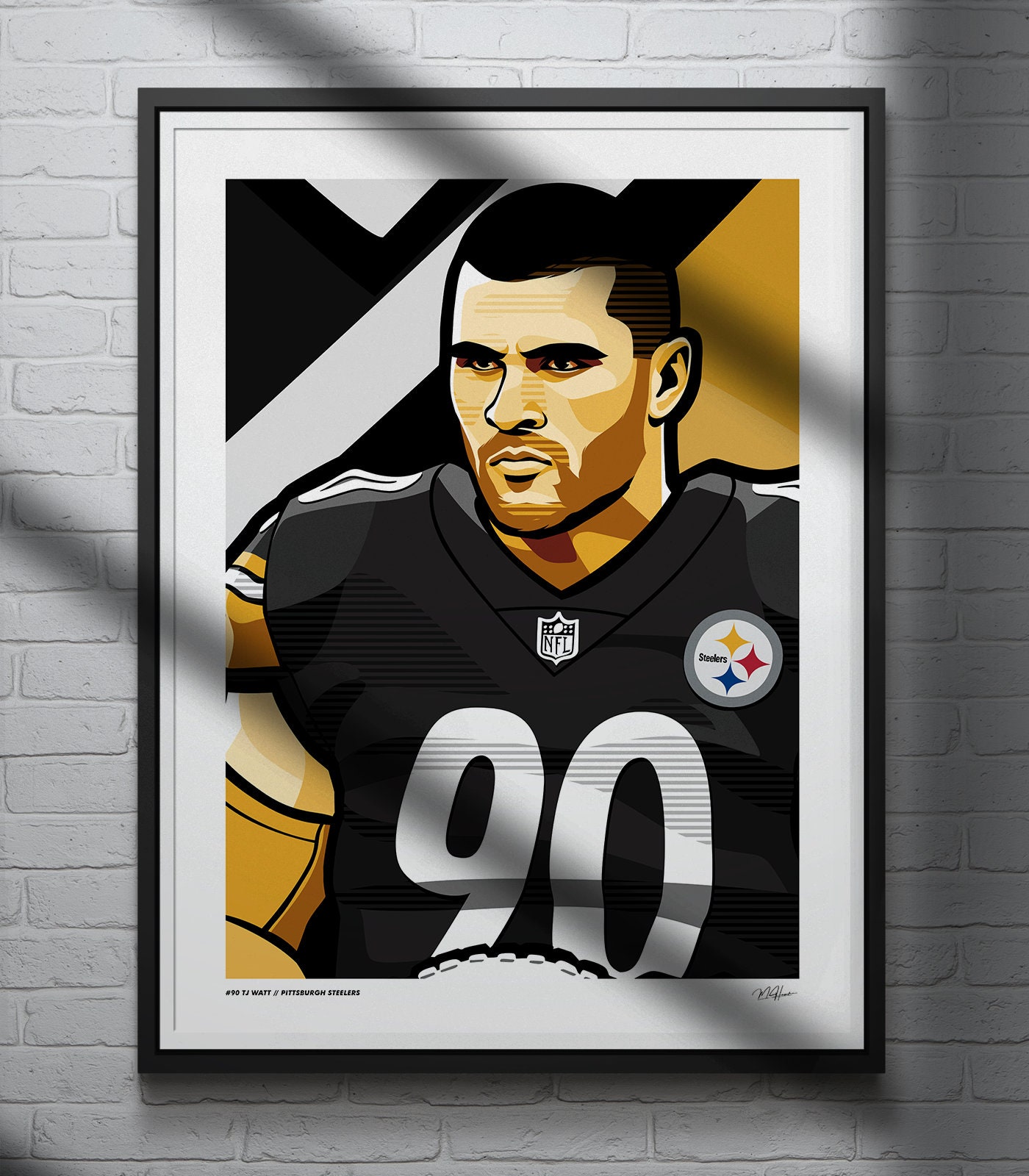 TJ Watt Poster Pittsburgh Steelers Football Illustrated Art Print - Etsy