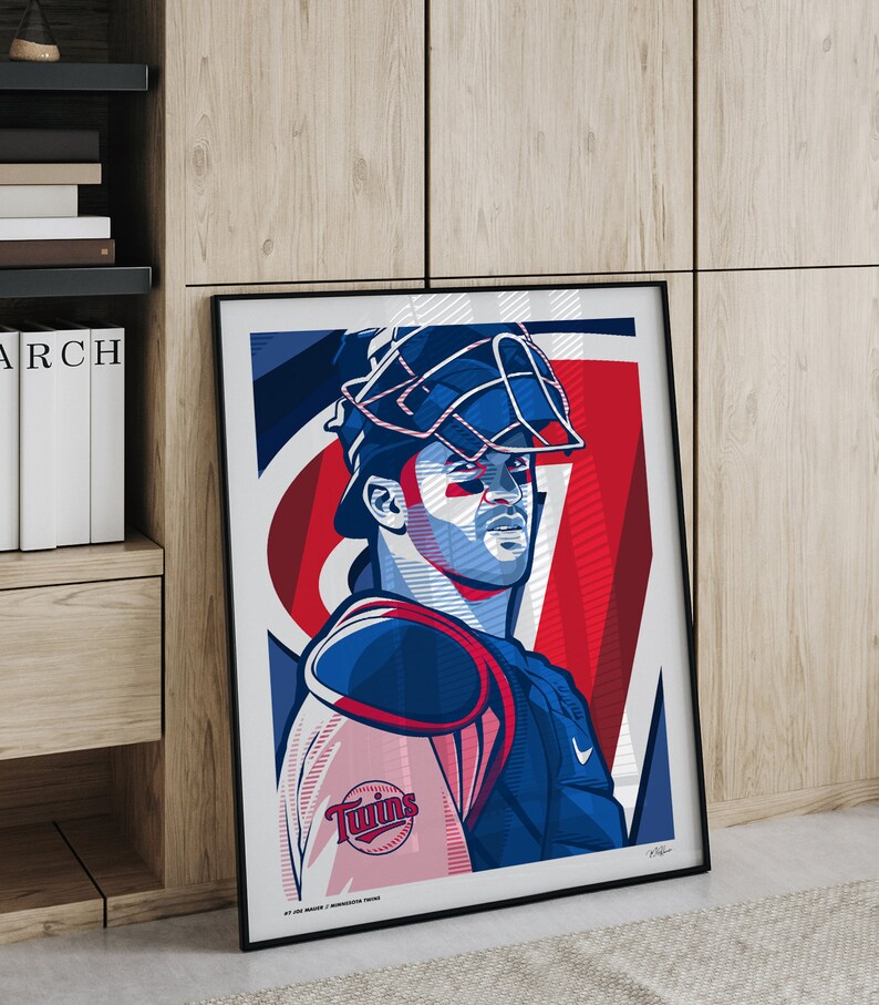 Joe Mauer Poster Minnesota Twins Baseball Illustrated Art Print - Etsy