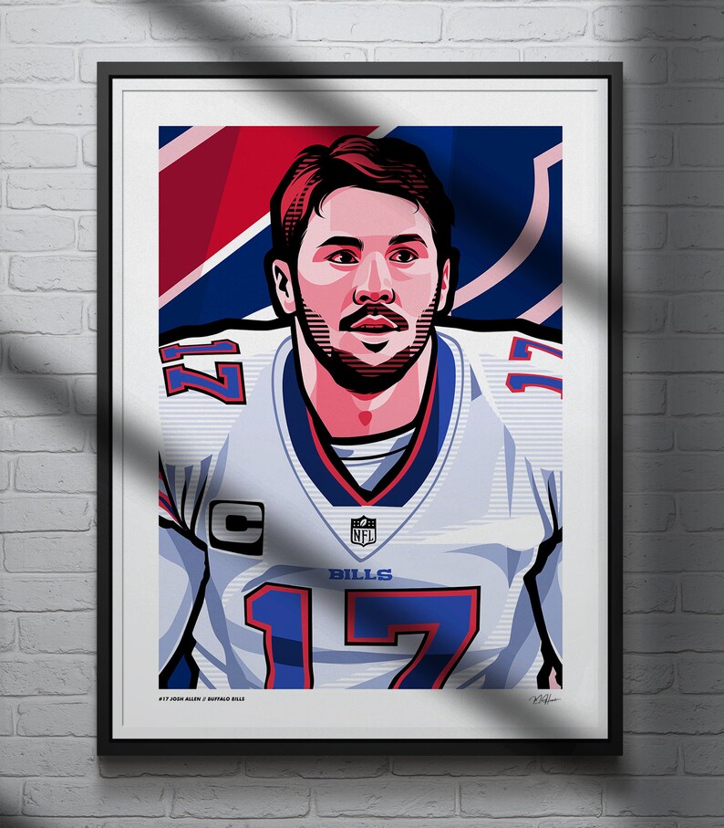 Josh Allen Poster Buffalo Bills Football Illustrated Art Print - Etsy