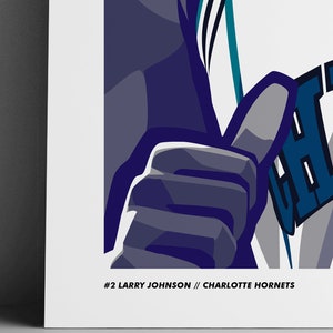 Larry Johnson Poster Charlotte Hornets Basketball Art Print - Etsy