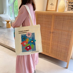 Creative Flower Tote Bagschool Student Book Handbaggirl Weekend ...