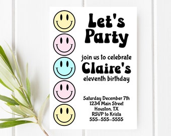 Smile Face Invitation - Etsy