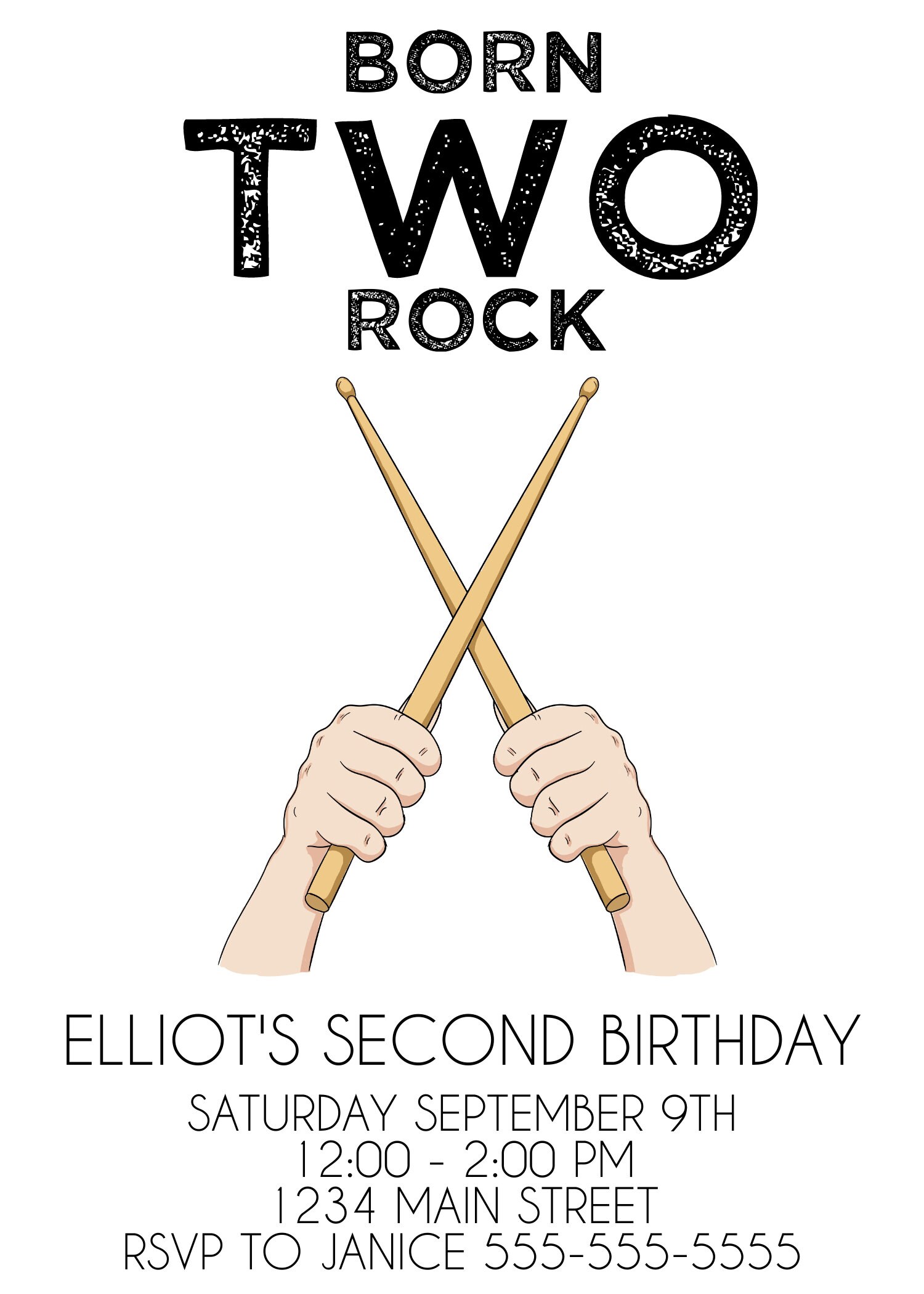 Born Two Rock Birthday Party Invitation Instant Digital - Etsy