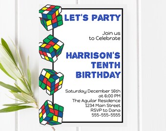 Cube Party Invite - Etsy