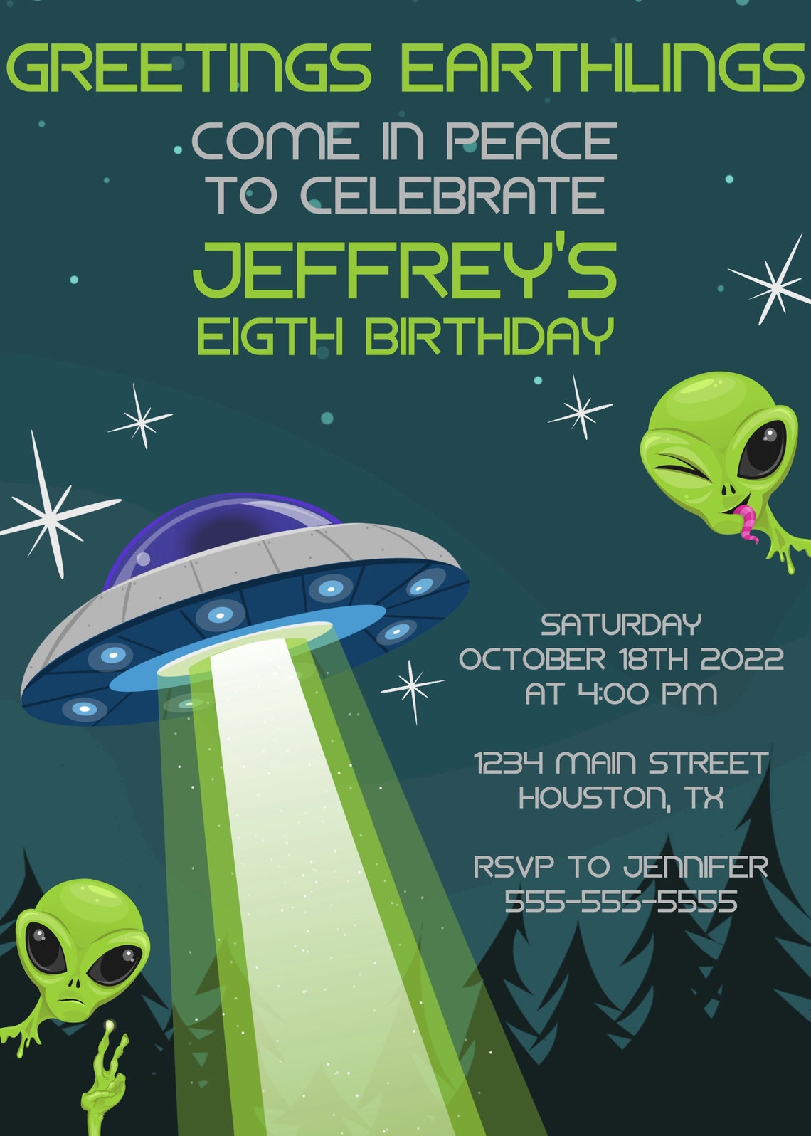Alien Invitation Instant Digital Download Editable Alien - Etsy