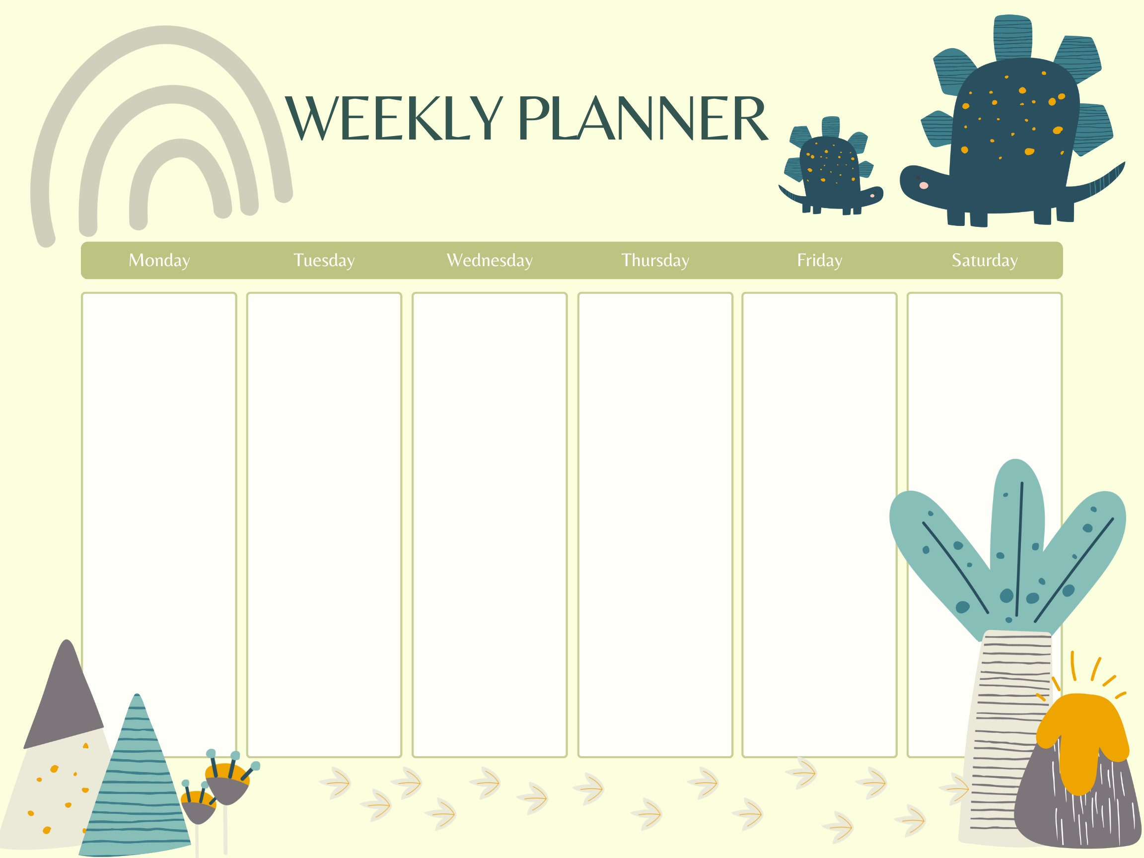 Cute Dinosaur Digital Printable Weekly Planners Set of 3 Designs - Etsy