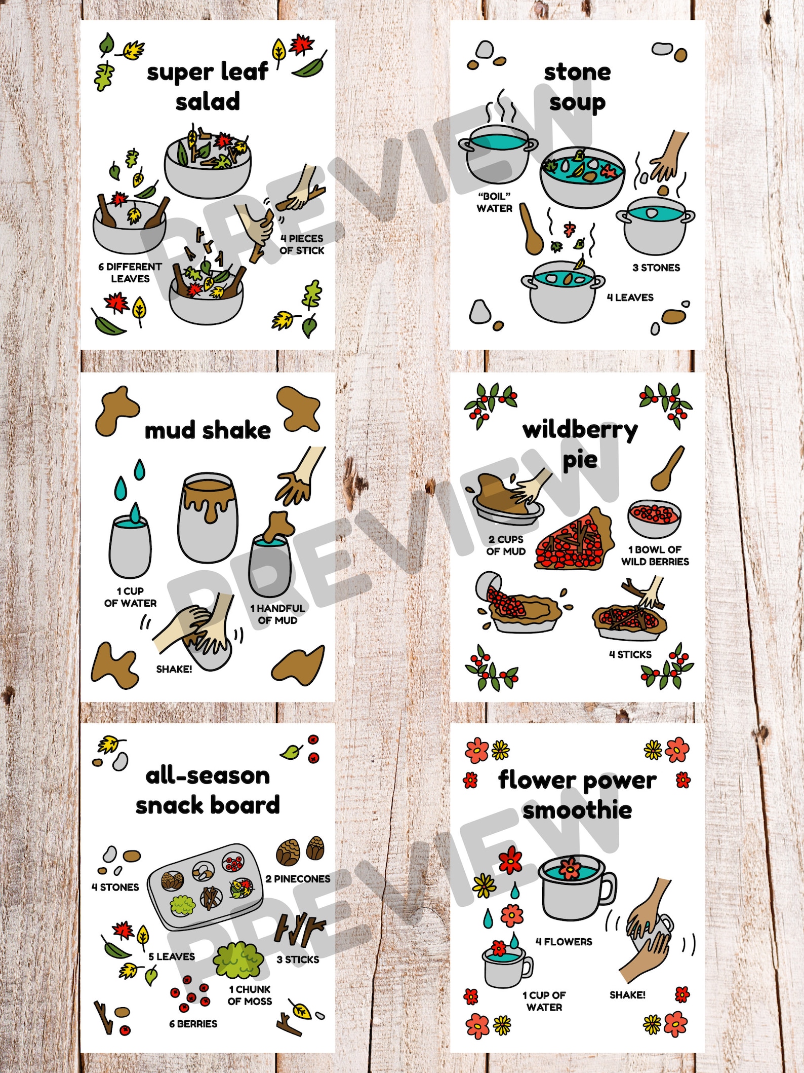 Instant Download - Mud Kitchen Recipe Cards, Montessori Materials ...