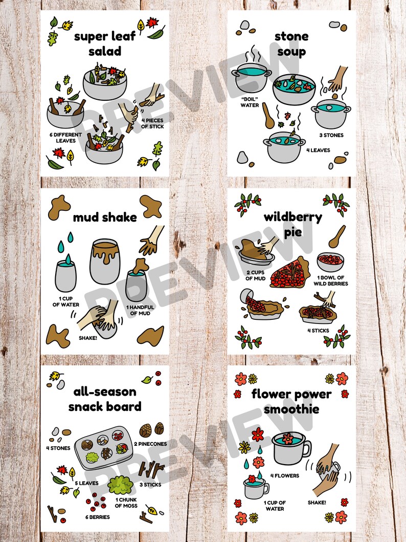 Instant Download - Mud Kitchen Recipe Cards, Montessori Materials ...