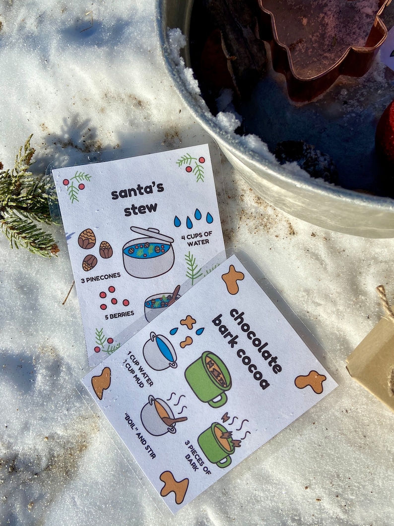 Instant Download - Christmas Mud Kitchen Recipe Cards, Christmas ...