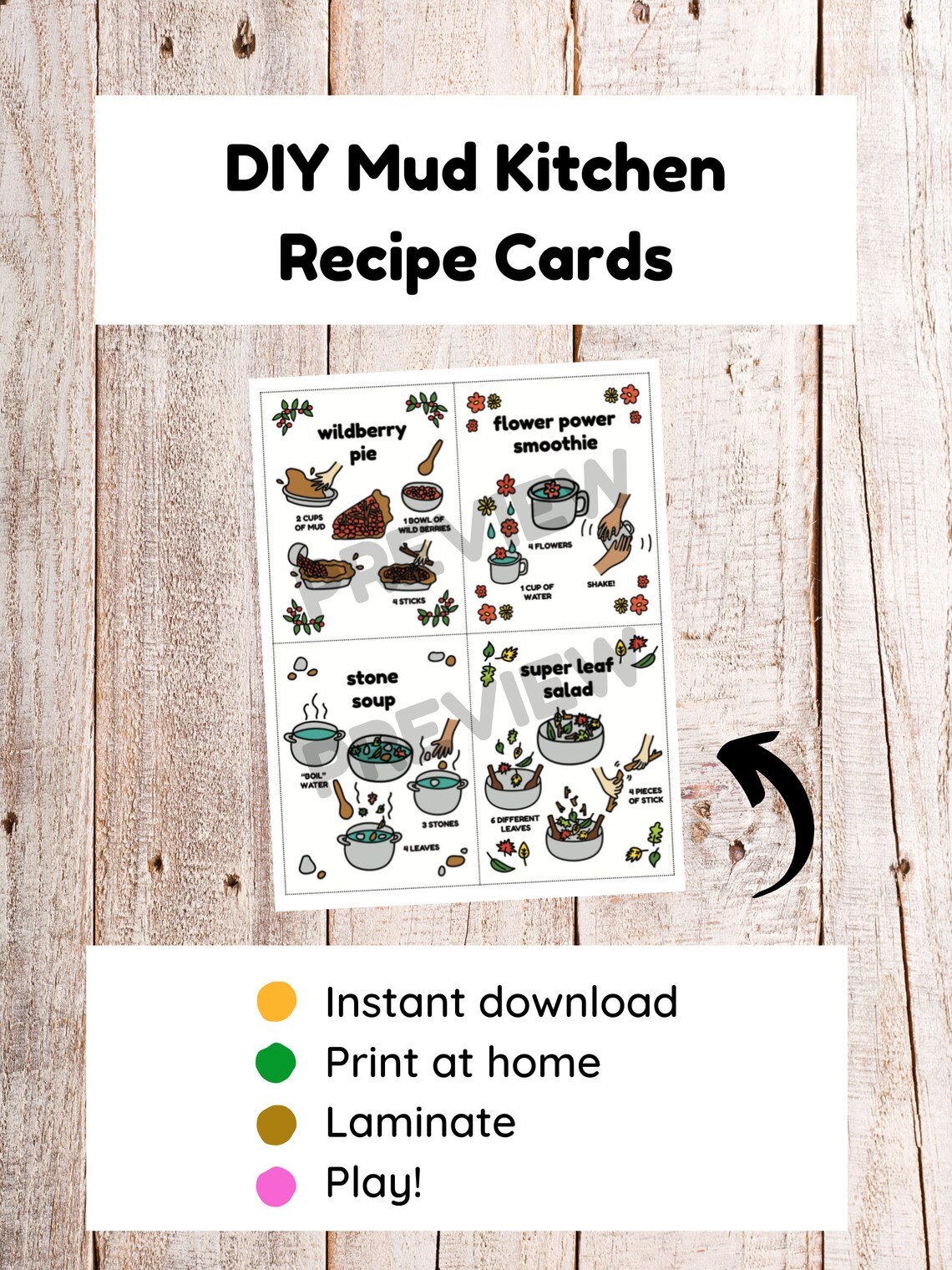 Instant Download Mud Kitchen Recipe Cards Montessori - Etsy