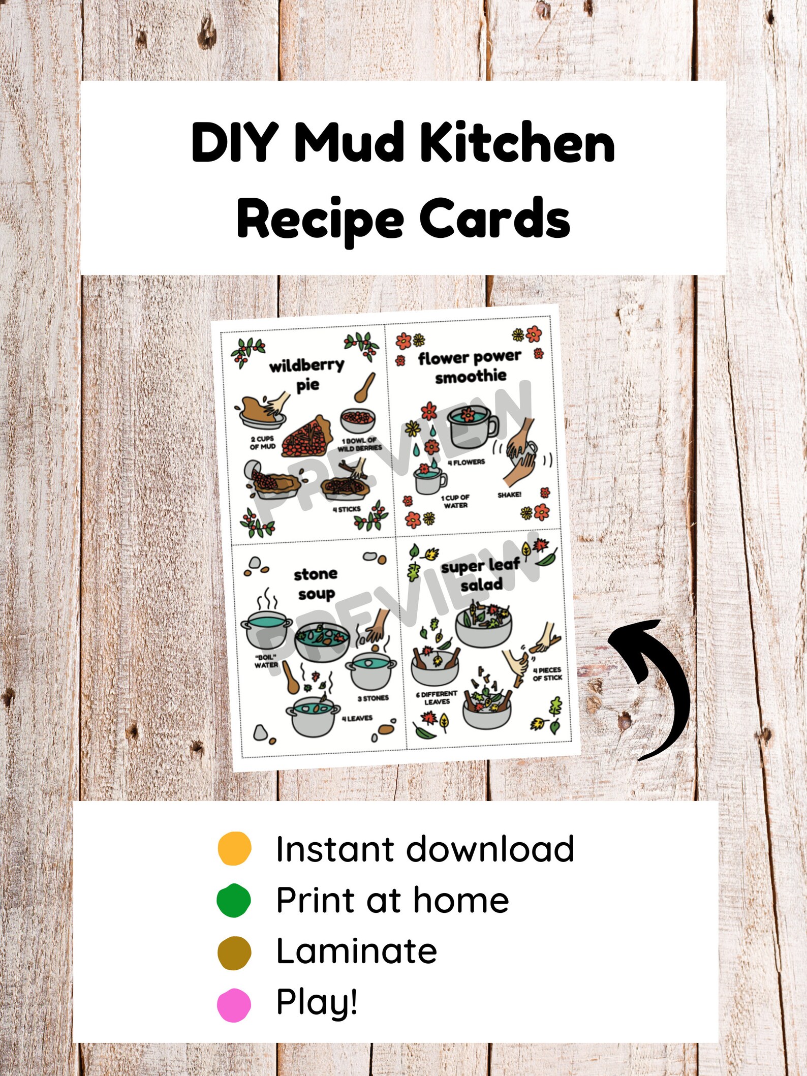 Instant Download - Mud Kitchen Recipe Cards, Montessori Materials ...