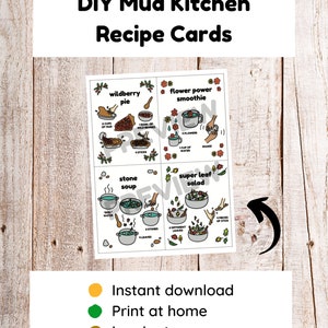 Instant Download - Mud Kitchen Recipe Cards, Montessori Materials ...
