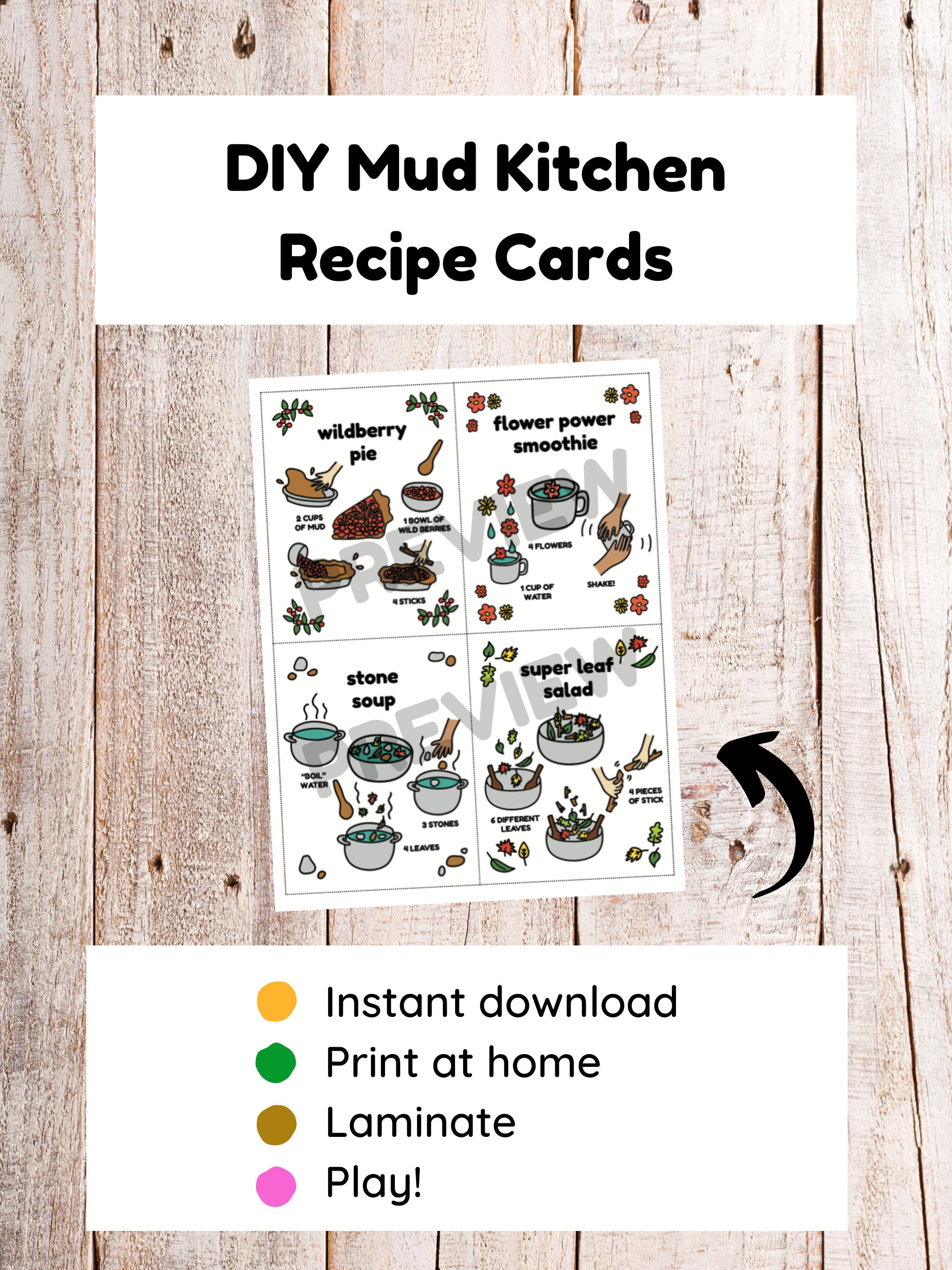 Instant Download - Mud Kitchen Recipe Cards, Montessori Materials ...