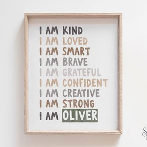Personalized I Am Affirmation Wall Art Boy Nursery Decor, Downloadable ...