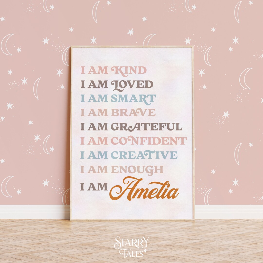 Positive Affirmation Printable Wall Art, Personalized Baby Name Wall ...