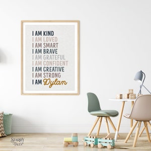 Personalized I Am Affirmation Wall Art Boy Nursery Decor, Downloadable ...