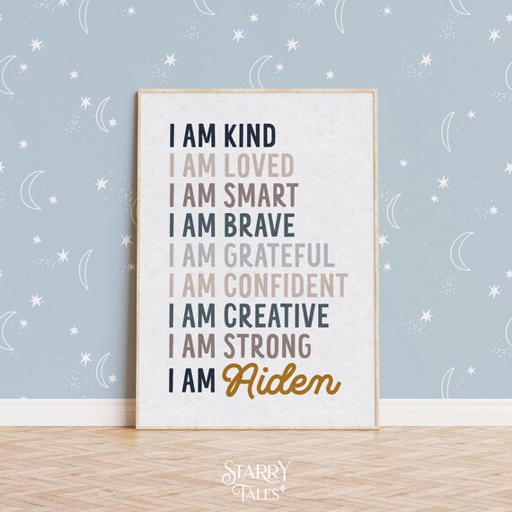 Personalized I Am Affirmation Wall Art Boy Nursery Decor | Etsy