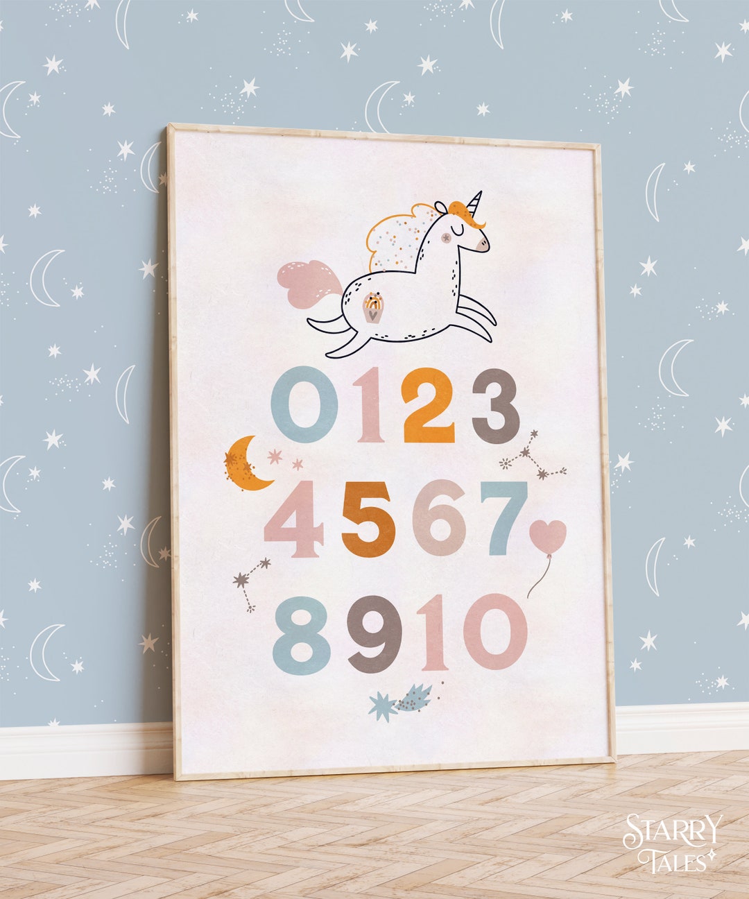 Unicorn Numbers Nursery Art: Colorful Homeschool Poster (digital ...