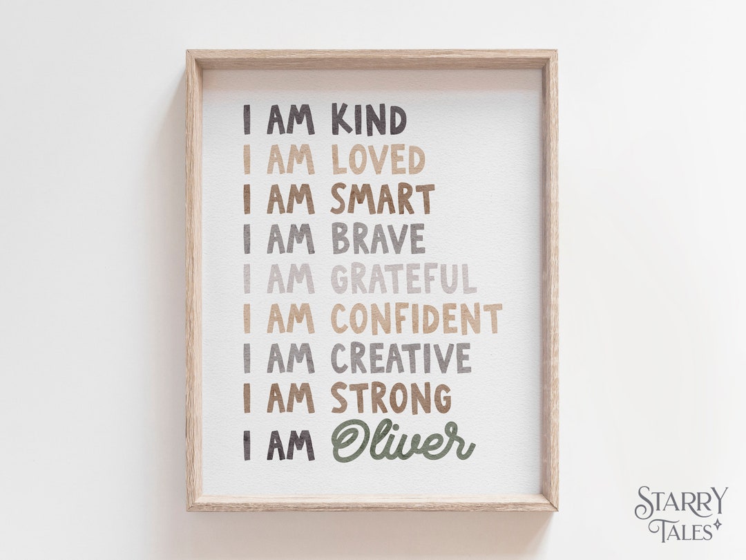 Personalized I Am Affirmation Wall Art Boy Nursery Decor, Downloadable ...