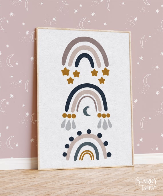 Boho Rainbow Poster Boy Nursery Wall Decor Neutral Printable | Etsy