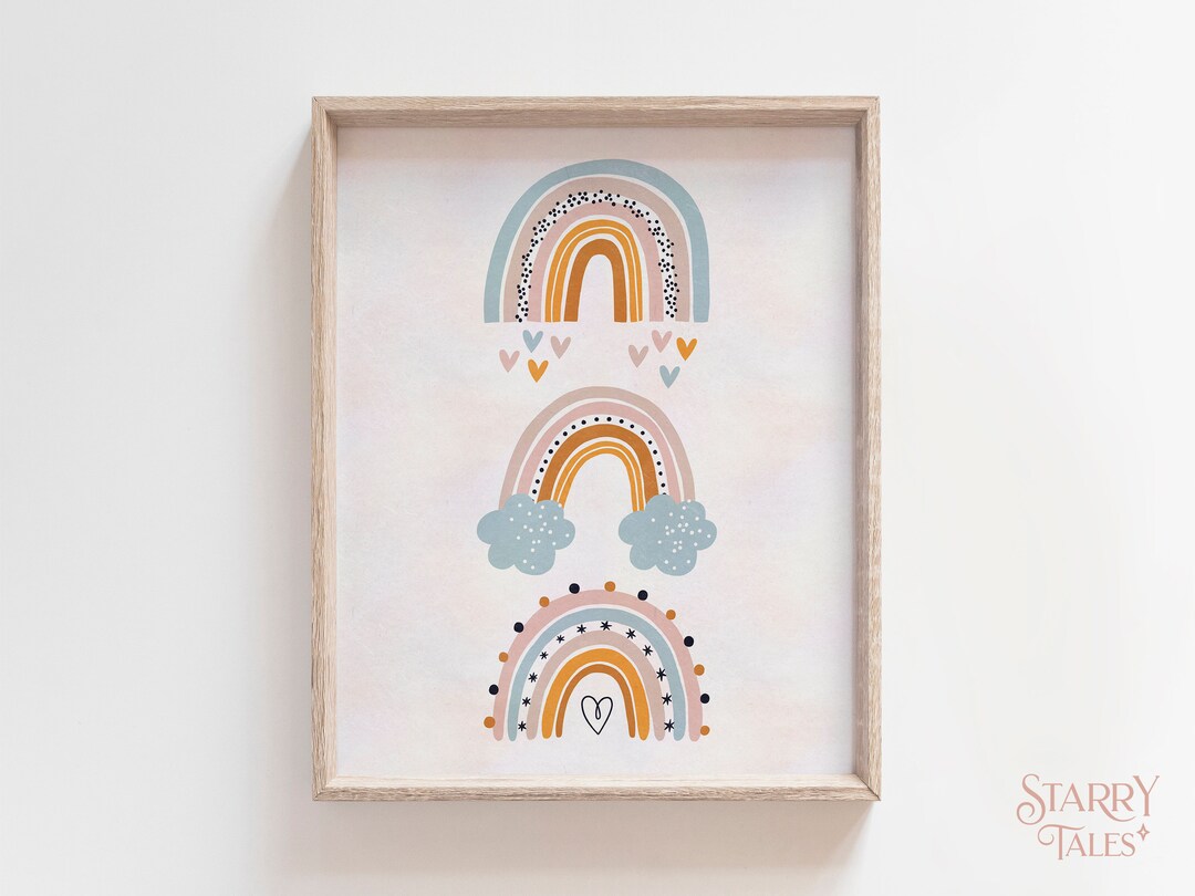 Boho Rainbow Poster Printable Wall Art, Playroom & Nursery Wall Decor ...