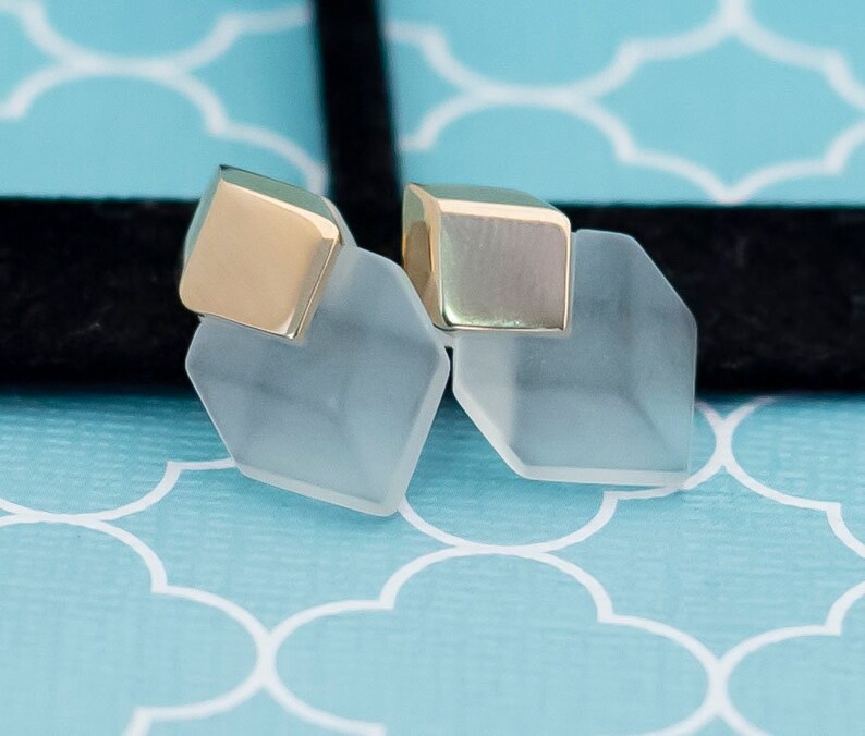 Vintage Clear Geometric Cube Convertible Stud Earrings by Avon - Etsy