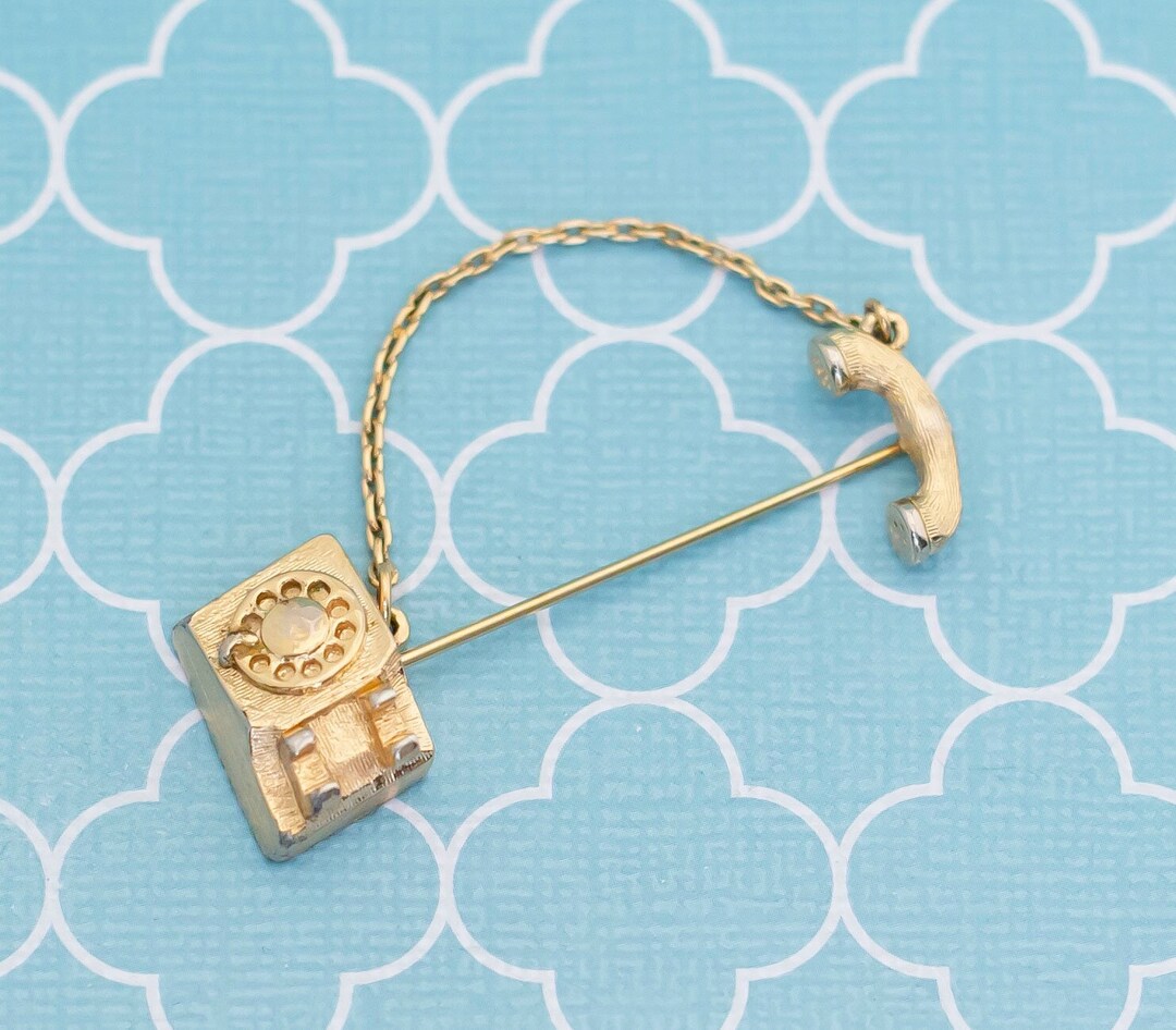 Vintage Gold Tone Classic Telephone Stick Pin - R16 - Etsy