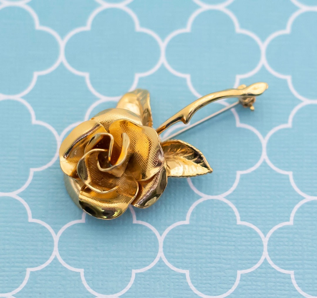 Broche Vintage Golden Rose R2 - Etsy France