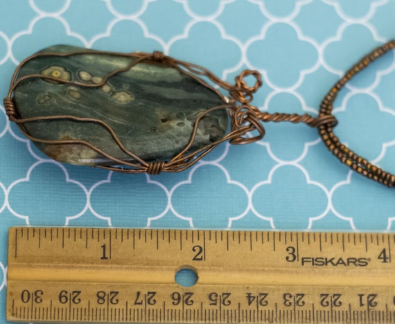 18 inch, Vintage Copper Tone Chain Wrap Stone Necklac… - Gem