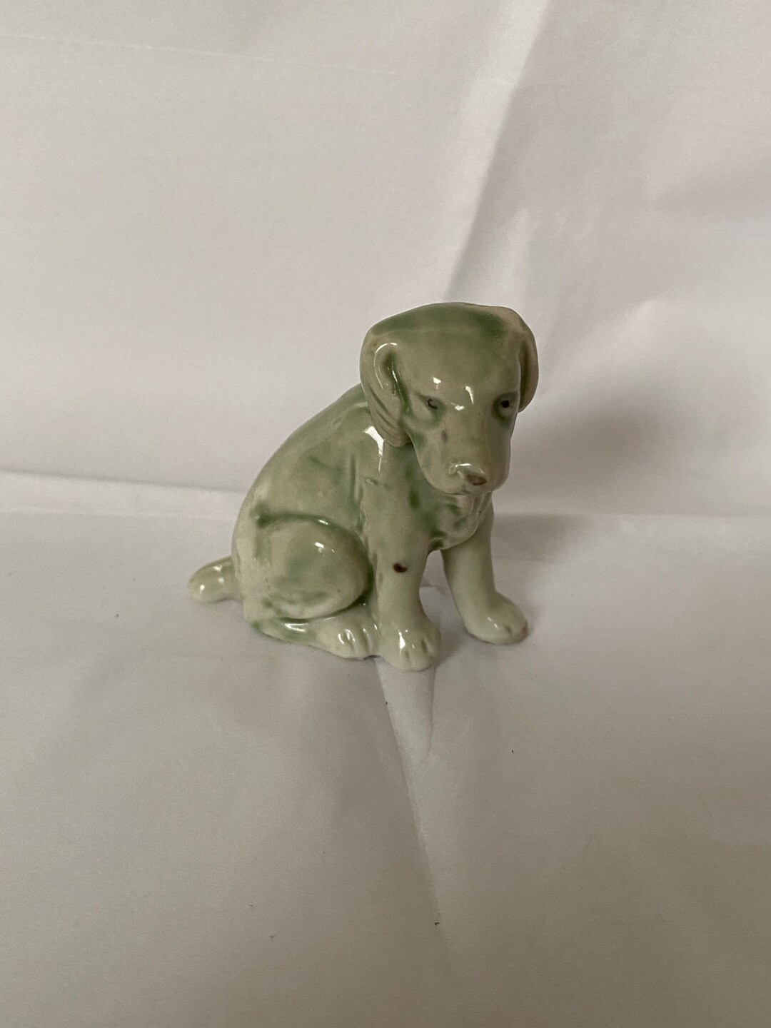 Vintage Green Ceramic Dog Miniature - Etsy