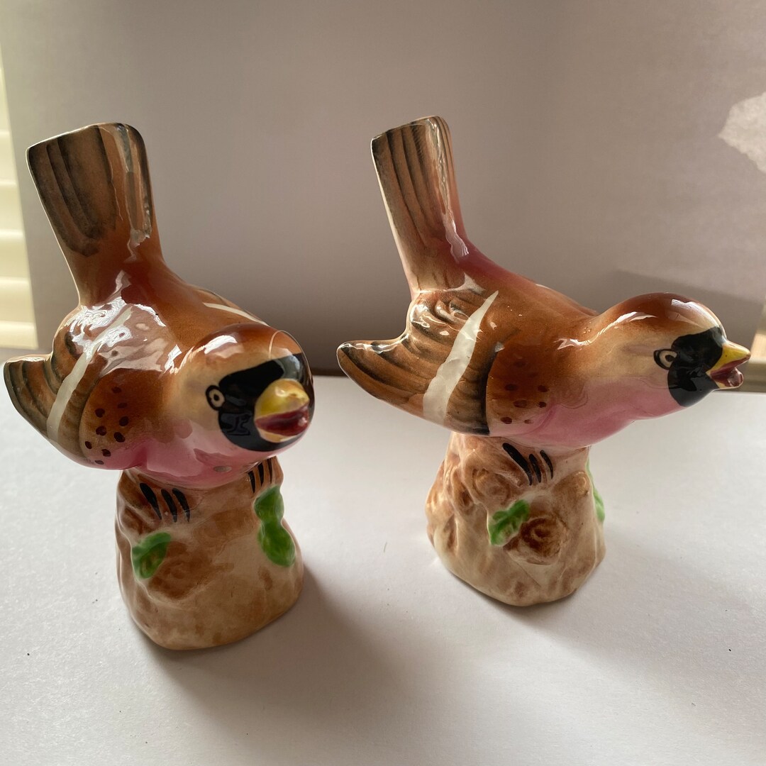Vintage Ceramic Songbird Relco Hand Painted Salt and Pepper Shakers Set ...