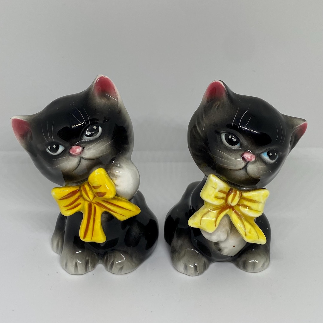 Vintage Rare PY Anthropomorphic Black Cat Miyao Salt and Pepper Shaker ...